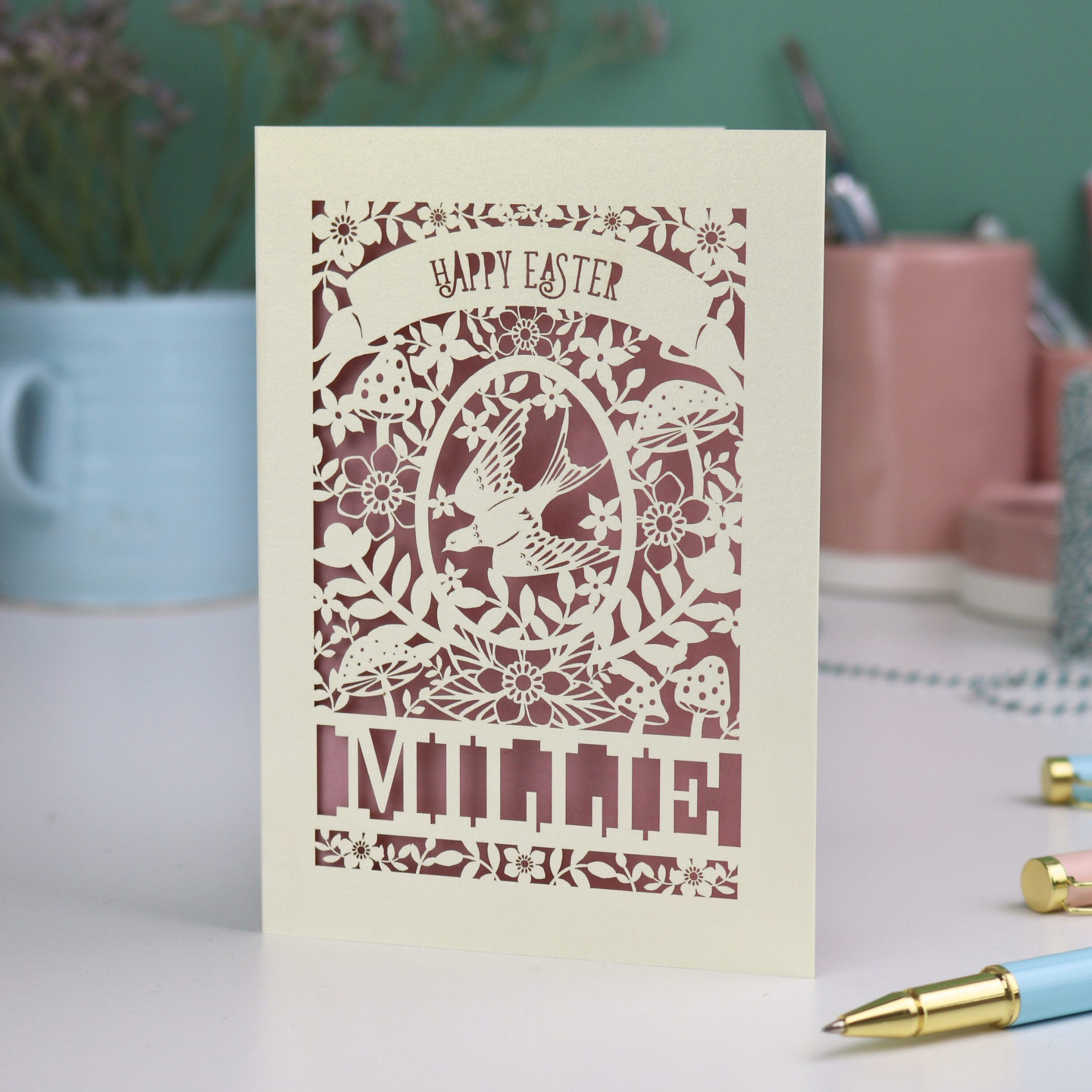 Personalised Easter Card | Laser Cut Bird Design | Pogofandango UK